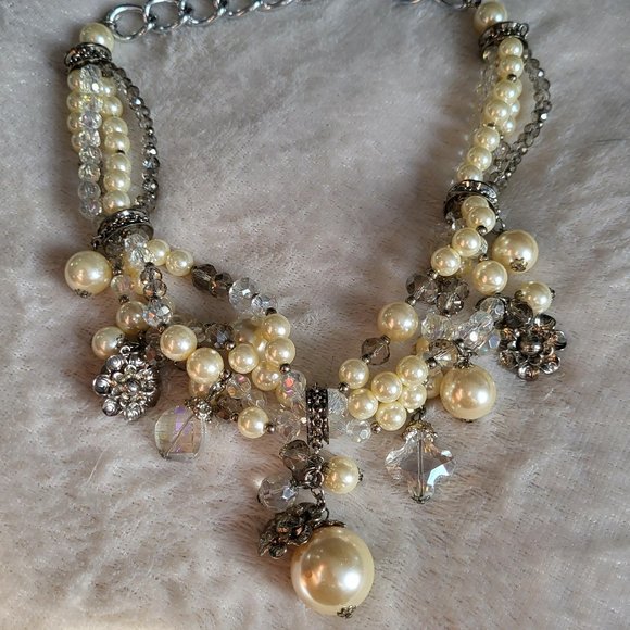 Jewelry | Pearls And Crystal Almost Choker Necklace | Poshmark